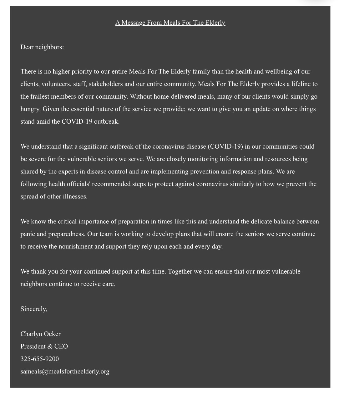 JOIN US! :: Meals for the Elderly